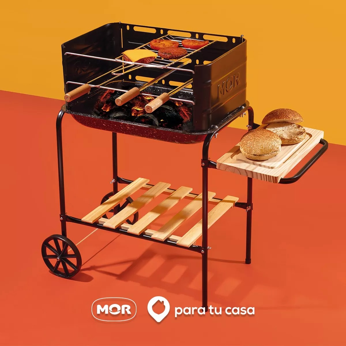 Parrilla móvil MOR califórnia 82 x 38cm y accesorios – Hay de todito