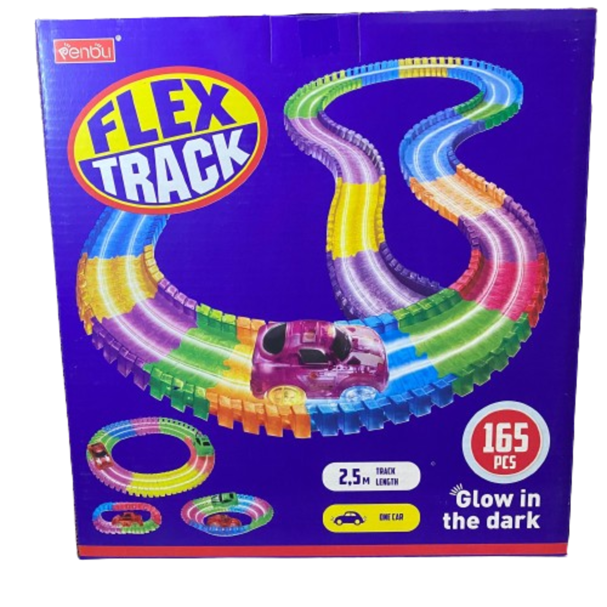 Pista de autos magica 165 piezas neon Flex Track j253 – Hay de todito